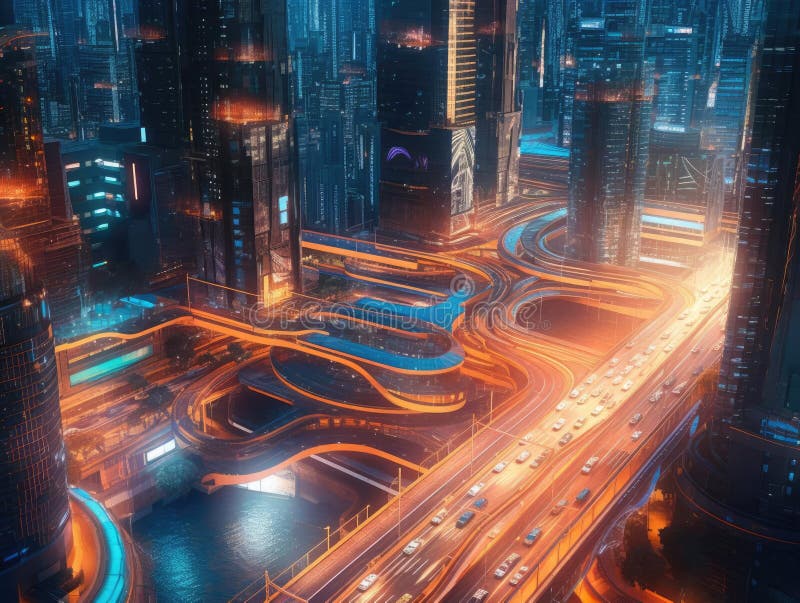Futuristic City with AI Transportation and Efficient Infrastructure ...