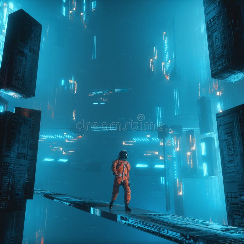 Futuristic city stock illustration. Illustration of virtual - 269633283