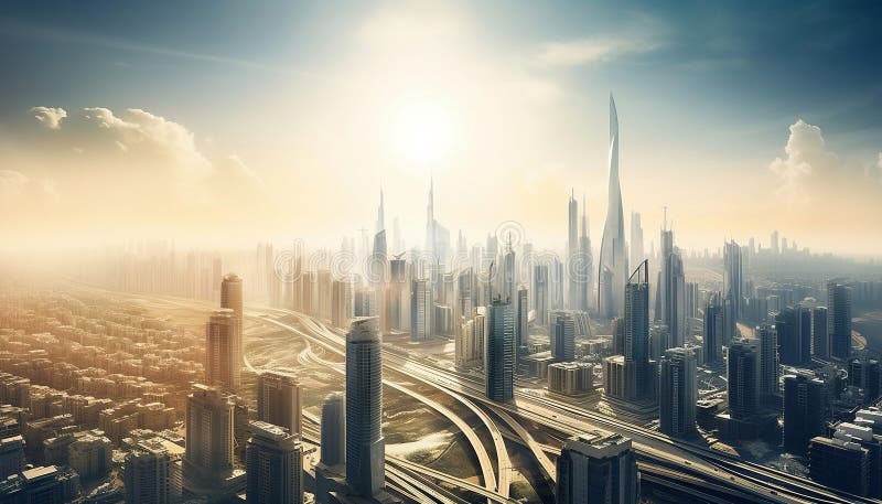 Futuristic City, Beautiful City of the Future at Sunset Stock ...