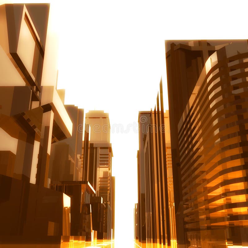 Futuristic City Buildings Background Stock Illustration - Illustration ...