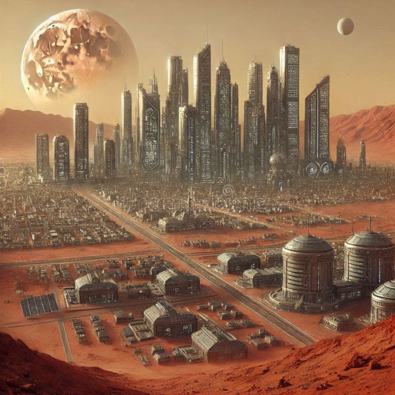 A Futuristic City Built on the Surface of Mars. - 1 Stock Illustration ...