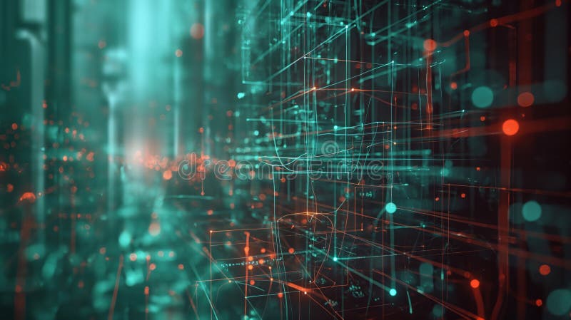 Futuristic City with Computer Technology and Lines of Electricity Stock ...