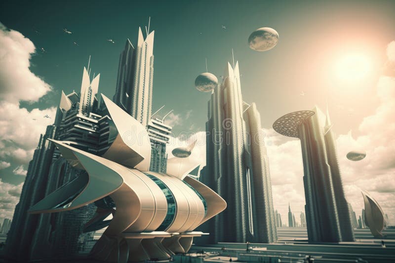 Futuristic City Concept. Illustration AI Generative Stock Illustration ...