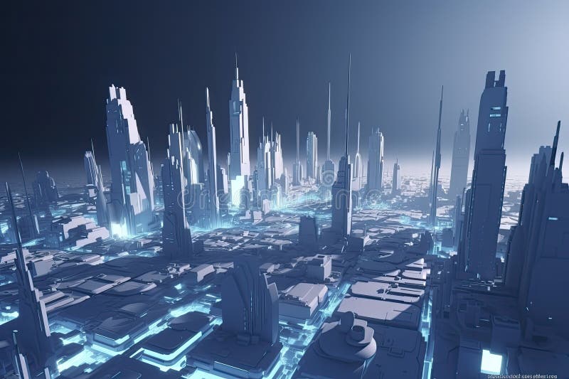 Futuristic City Concept stock illustration. Illustration of datum ...