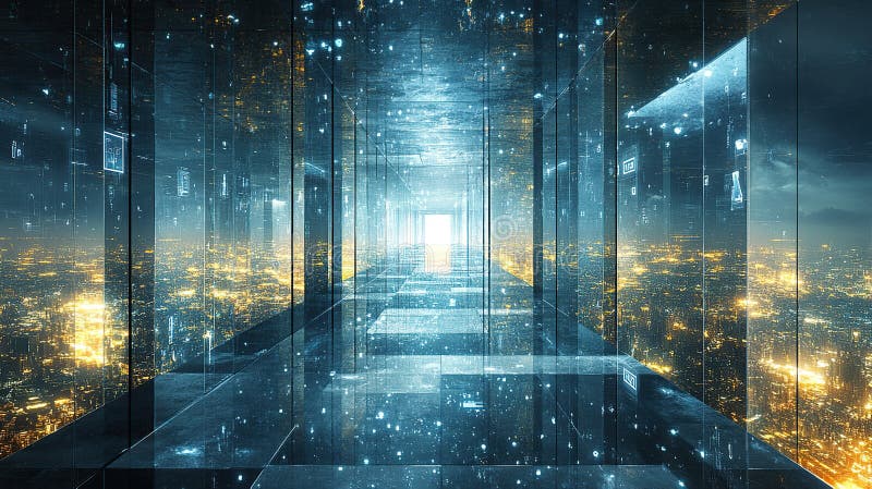 Futuristic city corridor stock illustration. Illustration of path ...