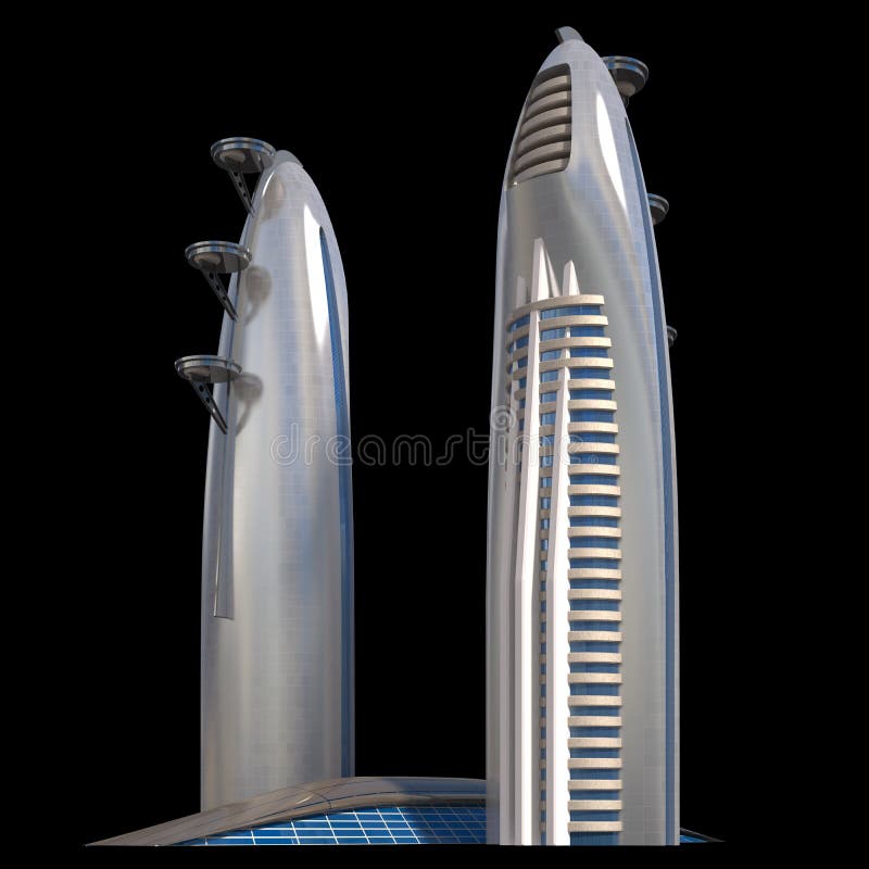 Futuristic City 3D Architecture Stock Illustration - Illustration of ...