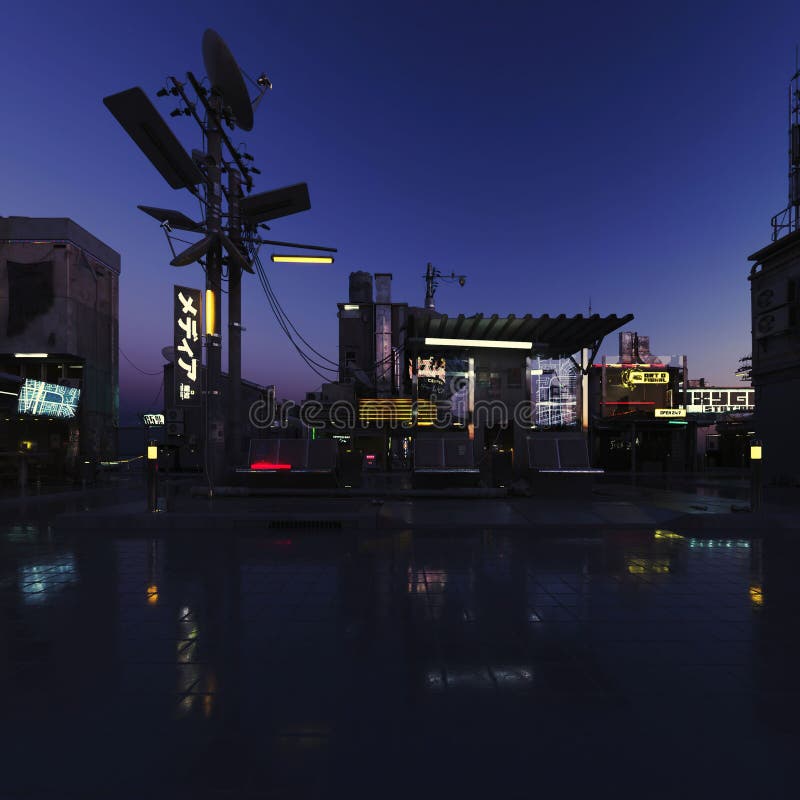 A Futuristic City Environment, 3d Rendering Stock Illustration ...