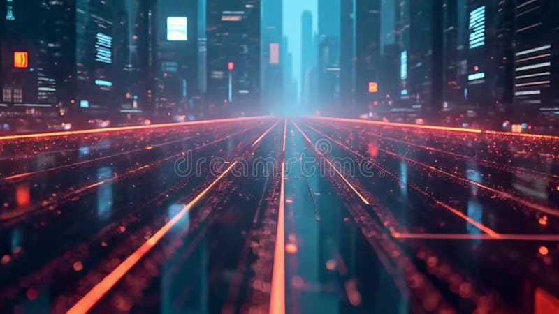Futuristic City Digital Network Data Stream Animation, Perfect for ...