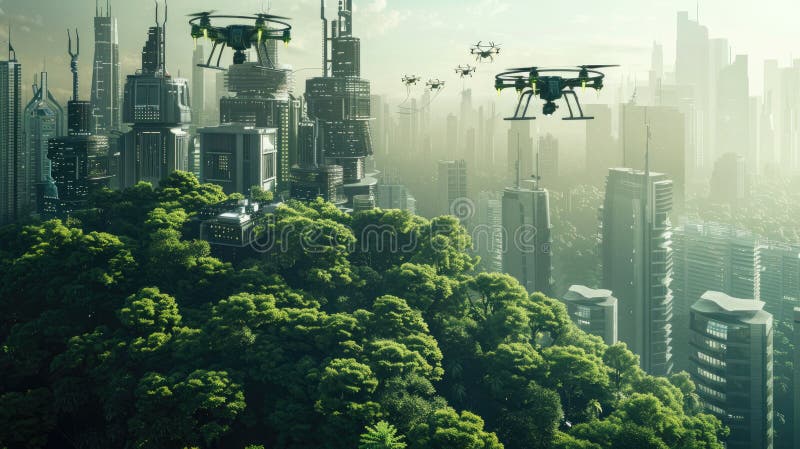 In this Futuristic City, Drones are Planting Trees, Highlighting the ... In this Futuristic City, Drones are Planting Trees, Highlighting the ...