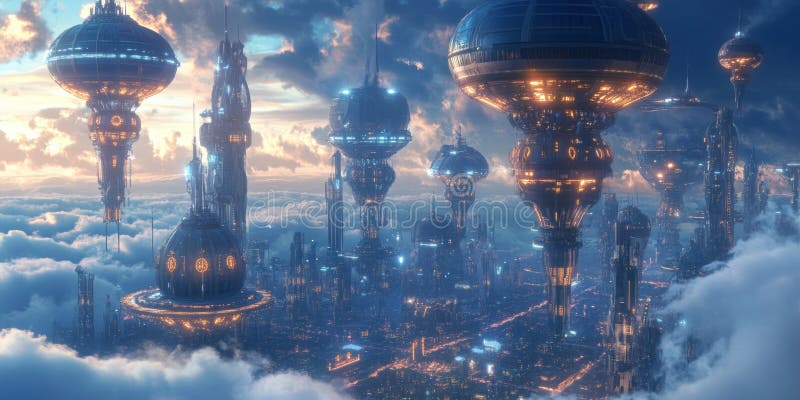Futuristic City Floating Amid Jupiter S Clouds with Advanced Technology ...