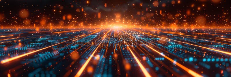 A Futuristic City with Glowing Lights and a Grid Pattern, AI Stock ...