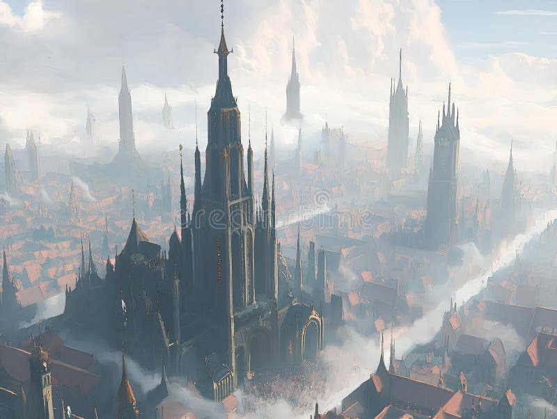 Futuristic City, Gothic Architecture, Towering Structures, Sky City ...