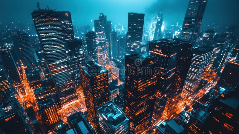 Futuristic City with High Tech Buildings Stock Illustration ...