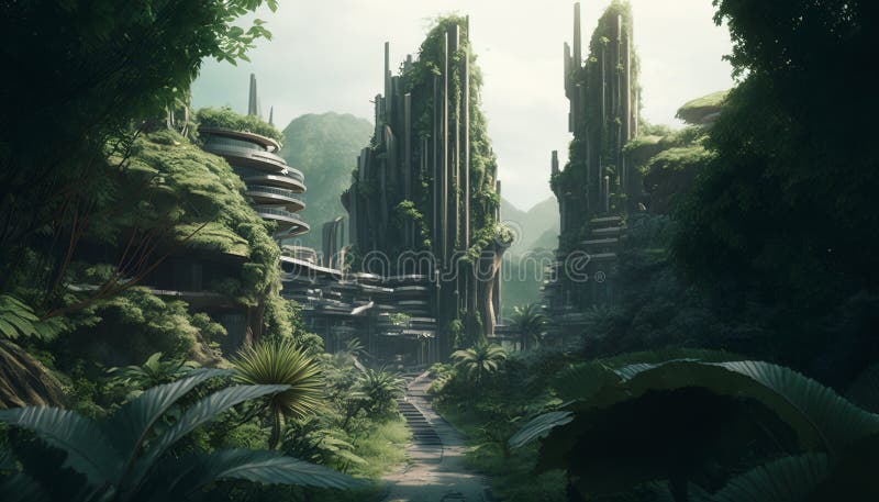 Futuristic Jungle City Stock Illustrations – 173 Futuristic Jungle City ...