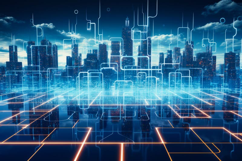 Futuristic City with Lines and Lines in the Foreground. Generative AI ...