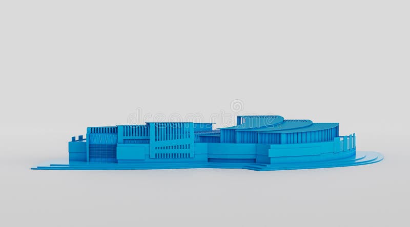 Futuristic City Mall. Architectural High Rise Single Shopping Center ...