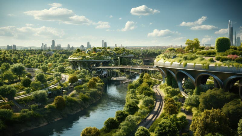 Futuristic City Merges Greenery with Modern Architectural Design ...