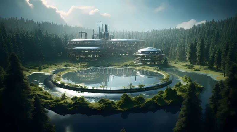 Futuristic City in the Middle of the Forest, Generative AI ...