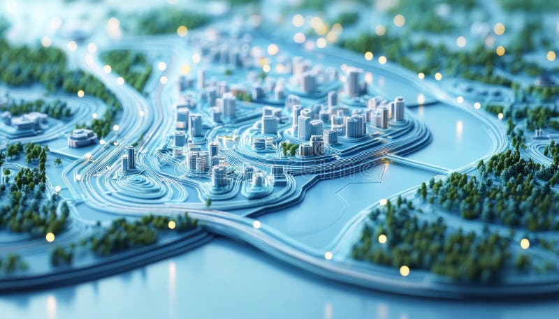 Futuristic City Model Showing Urban Development and Planning Stock ...