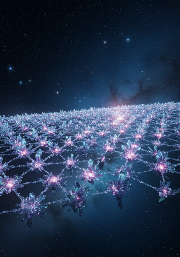 Futuristic City Network in Space with Purple and Blue Glow Stock ...