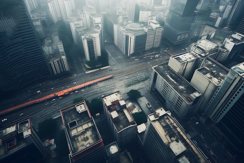 Futuristic City at Night. View from Above Stock Photo - Image of ...