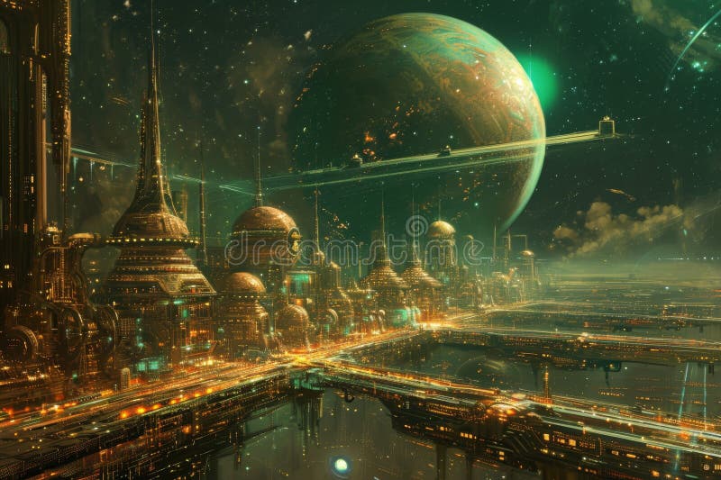 The Futuristic City: a Nighttime Glow, Abstract Representation of a ...