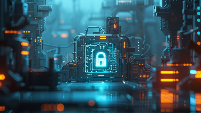 A Futuristic City with a Padlock on it, AI Stock Image - Image of ...