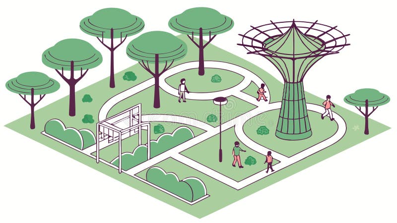 Futuristic City Park, Innovative Green Infrastructure, Vector Design ...