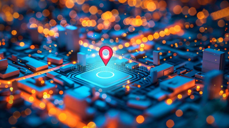 Futuristic City Plan: Detailed Digital Map with Illuminated Pathways ...