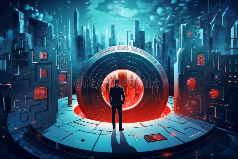 Futuristic City Portal Concept Stock Illustration - Illustration of ...