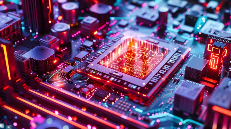 A Futuristic City Powered by Artificial Intelligence with a Glowing ...