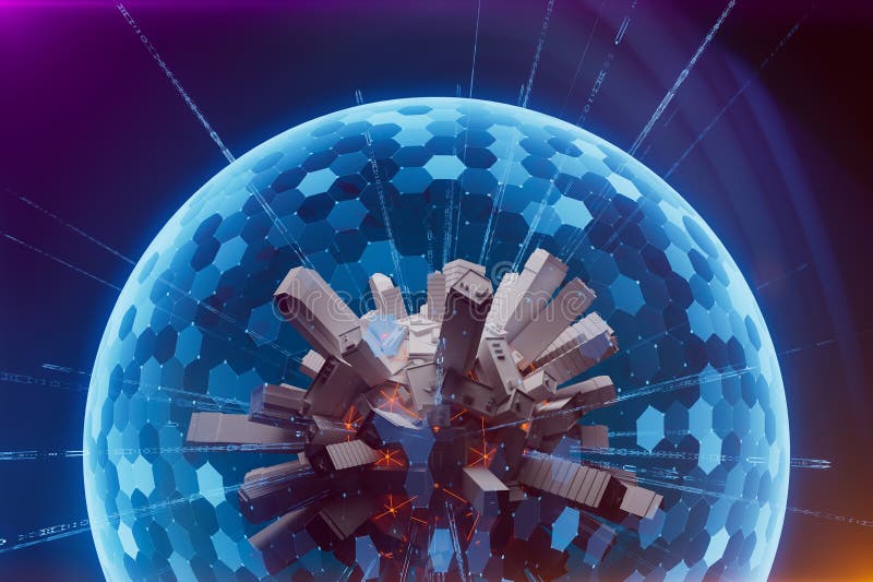 Futuristic City Protected Digital Sphere Stock Photos - Free & Royalty ...