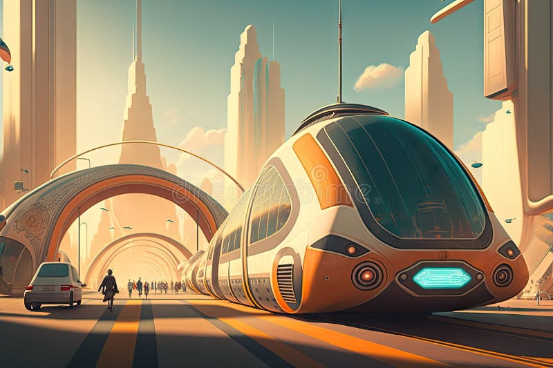 Futuristic City with Public Transportation System of Driverless ...