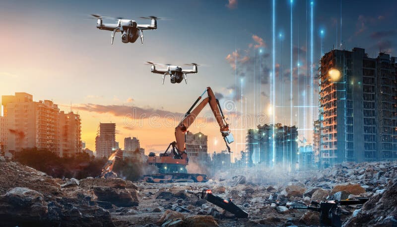 Futuristic City Rebuilding after Collapse with AI Drones, Robotic ...