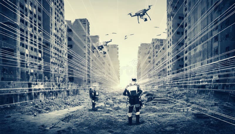 Futuristic City Rebuilding after Collapse with AI Drones, Robotic ...