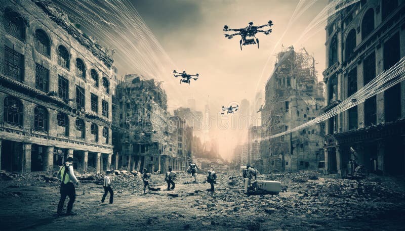 Futuristic City Rebuilding after Collapse with AI Drones, Robotic ...