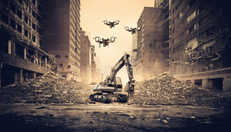 Futuristic City Rebuilding after Collapse with AI Drones, Robotic ...
