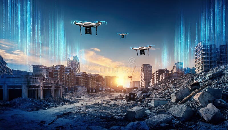 Futuristic City Rebuilding after Collapse with AI Drones, Robotic ...