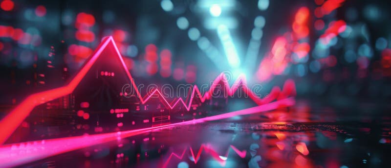 Futuristic City with Red and Blue Lights Stock Image - Image of streets ...