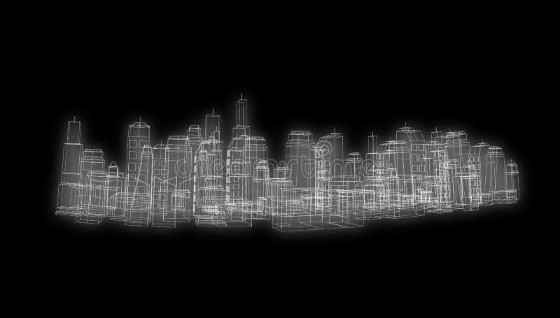 Futuristic city render stock illustration. Illustration of center ...