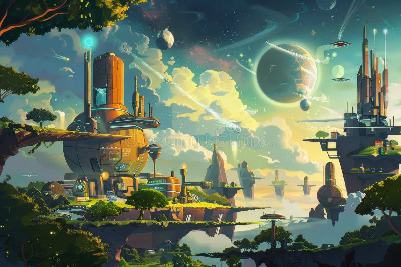 A Futuristic City in the Sky Showcasing Advanced Infrastructure ...