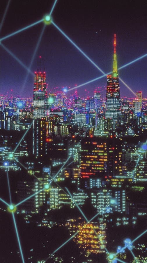 Futuristic City Skyline with Digital Connectivity Visual Stock ...
