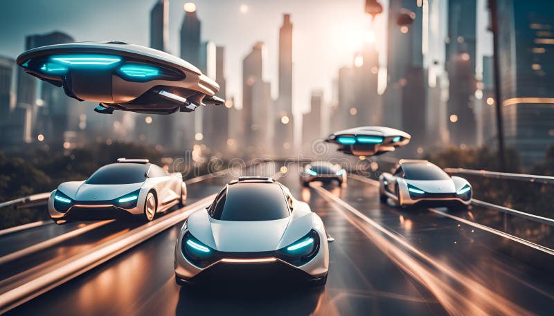 A Futuristic City Skyline with Flying Cars Stock Illustration ... A Futuristic City Skyline with Flying Cars Stock Illustration ...