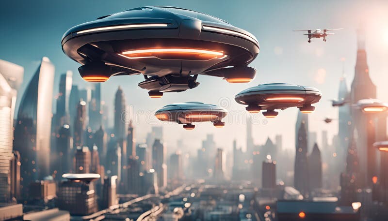 A Futuristic City Skyline with Flying Cars Stock Illustration ... A Futuristic City Skyline with Flying Cars Stock Illustration ...