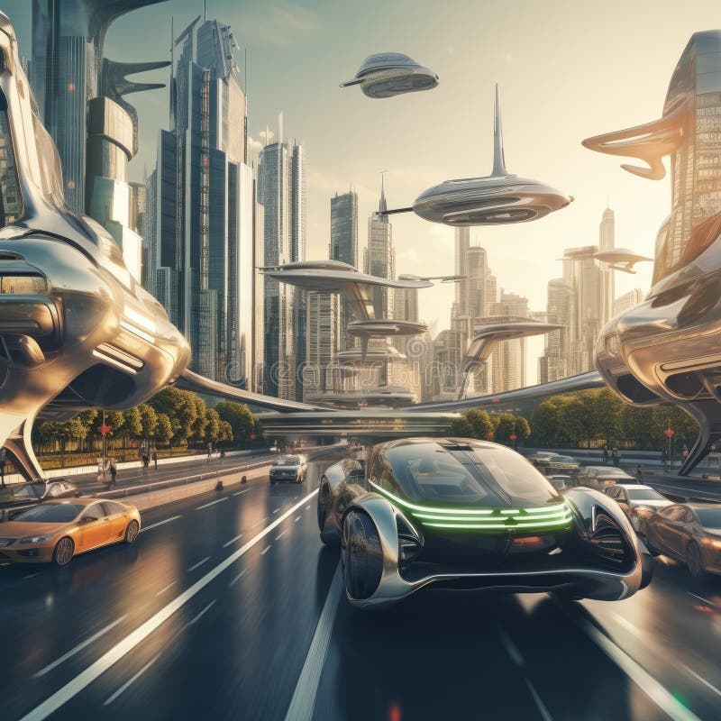 A Futuristic City Skyline with Flying Cars Generative AI Stock ... A Futuristic City Skyline with Flying Cars Generative AI Stock ...