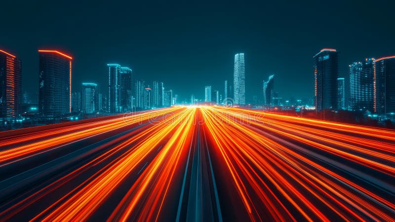 A Futuristic City Skyline with a Glowing Road, Representing Progress ...