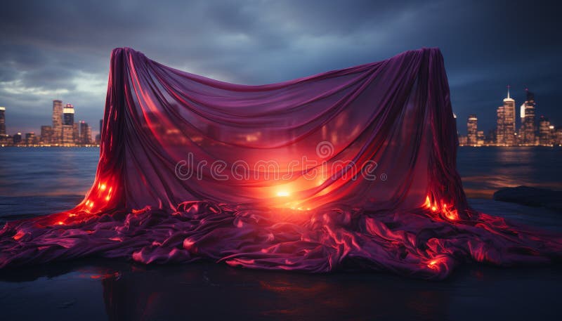 Futuristic City Skyline Glows in Multi Colored Stage Theater Backdrop ...