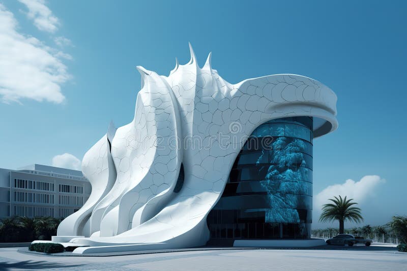 Futuristic City Skyline with High Rise Structures Surrounded by Organic ...