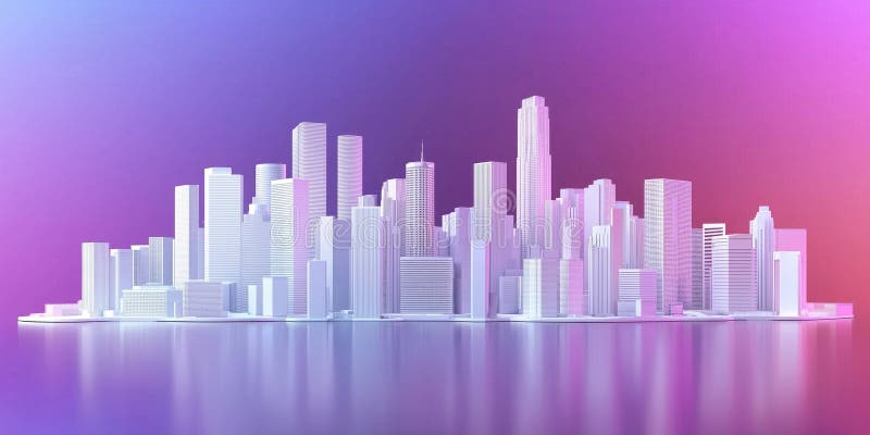 Futuristic City Skyline with Modern Skyscrapers and Vibrant Gradient ...