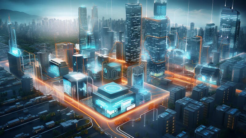 Smart Infrastructure and Urban Connectivity Visualization Stock Photo ...